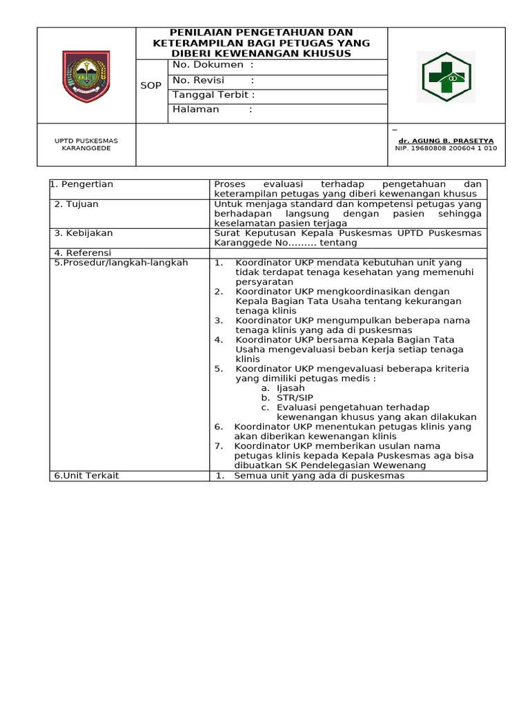 Sop Kredensial Pengetahuan Dan Ketrampilan BG Petugas Yg Diberi Kewenangan Khusus | PDF