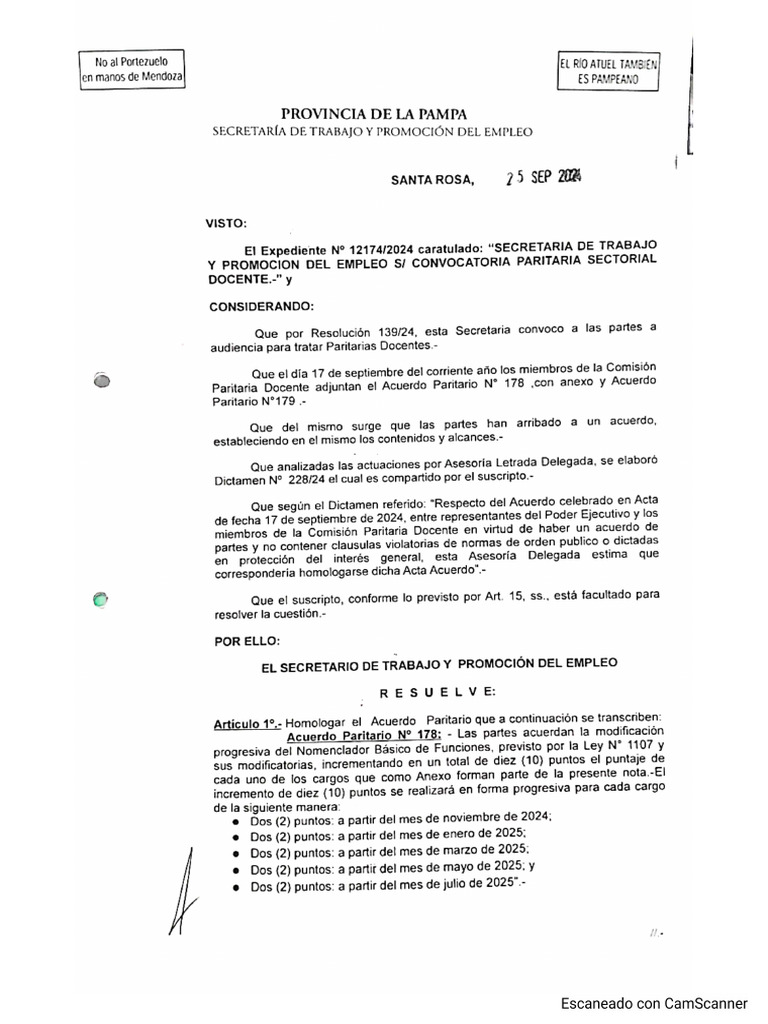 Acuerdo Paritario 2024 178 | PDF