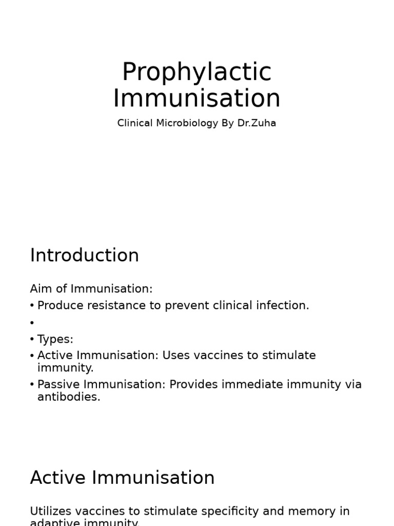 Prophylactic Immunisation Overview | PDF | Vaccines | Pediatrics
