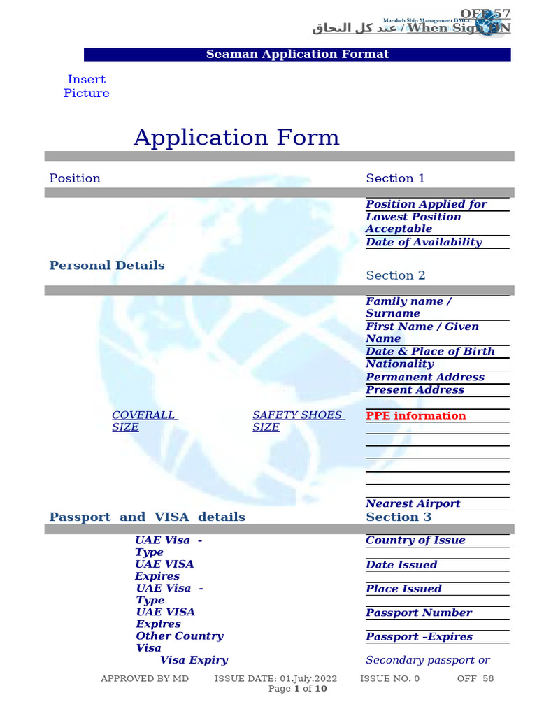 OFF 57 - Seaman Application Format | PDF | Travel Visa