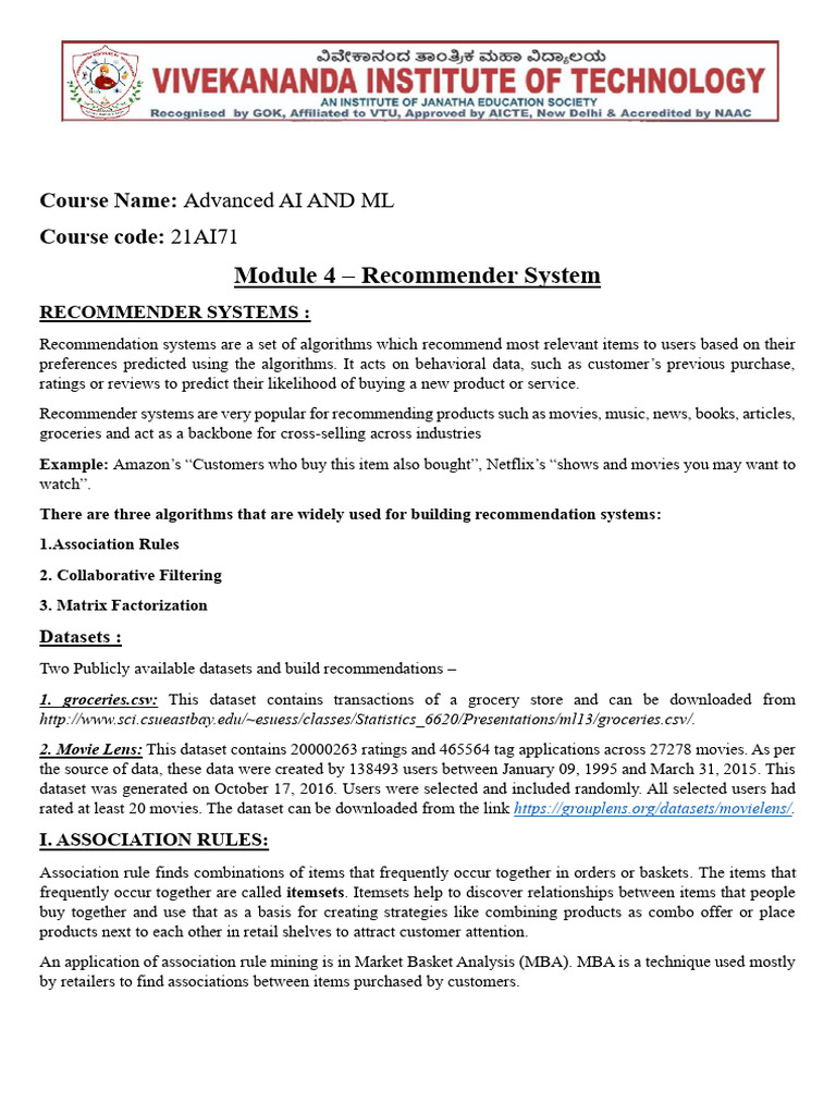 MODULE - 4 Advance AIML Part 1 | PDF | Applied Mathematics