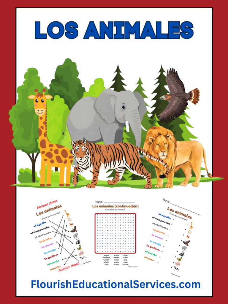 AnimalmatchingandwordsearchinSpanishLosanimales 1 | PDF