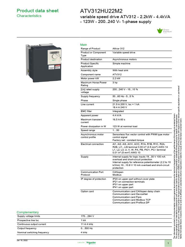 ATV312 Variable Speed Drive Overview | PDF | Electric Motor | Electric ...
