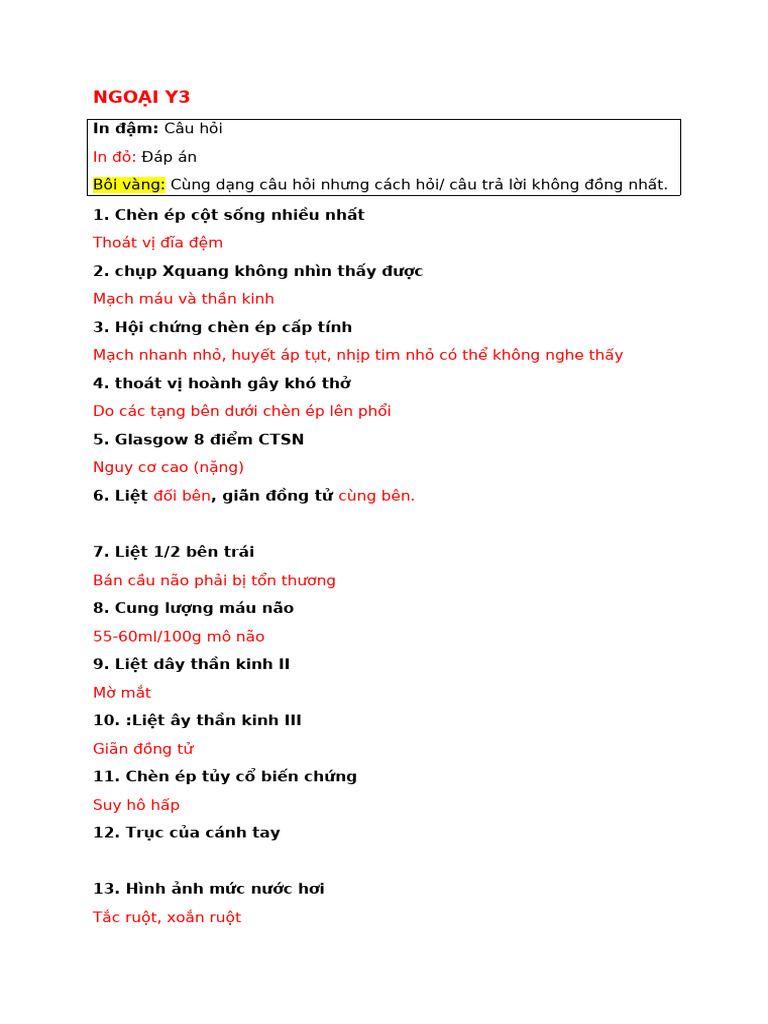 ÔN TẬP CK NGOẠI Y3 | PDF