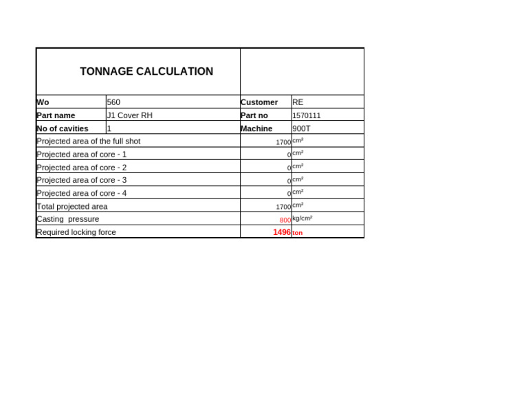 Tonnage Calculation Sheet | PDF