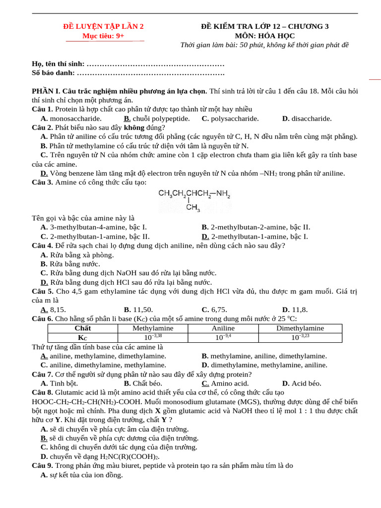 Đề số 5 azota- chương 3 -Lần 2 | PDF