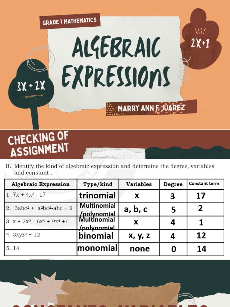 Algebraic Expressions | PDF