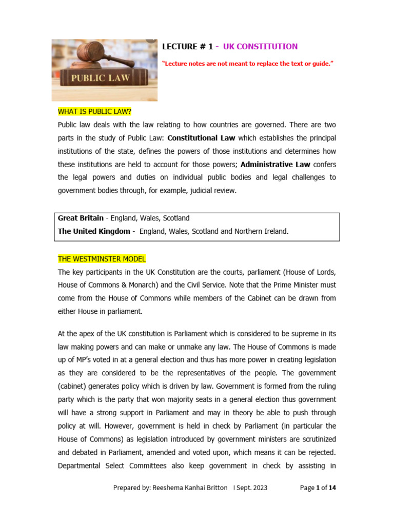 Overview of the UK Constitution | PDF | Constitution | House Of Commons ...