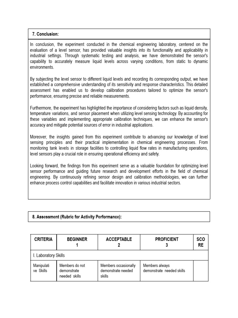 Level Sensor Evaluation in Chem Eng | PDF | Sensor | Engineering
