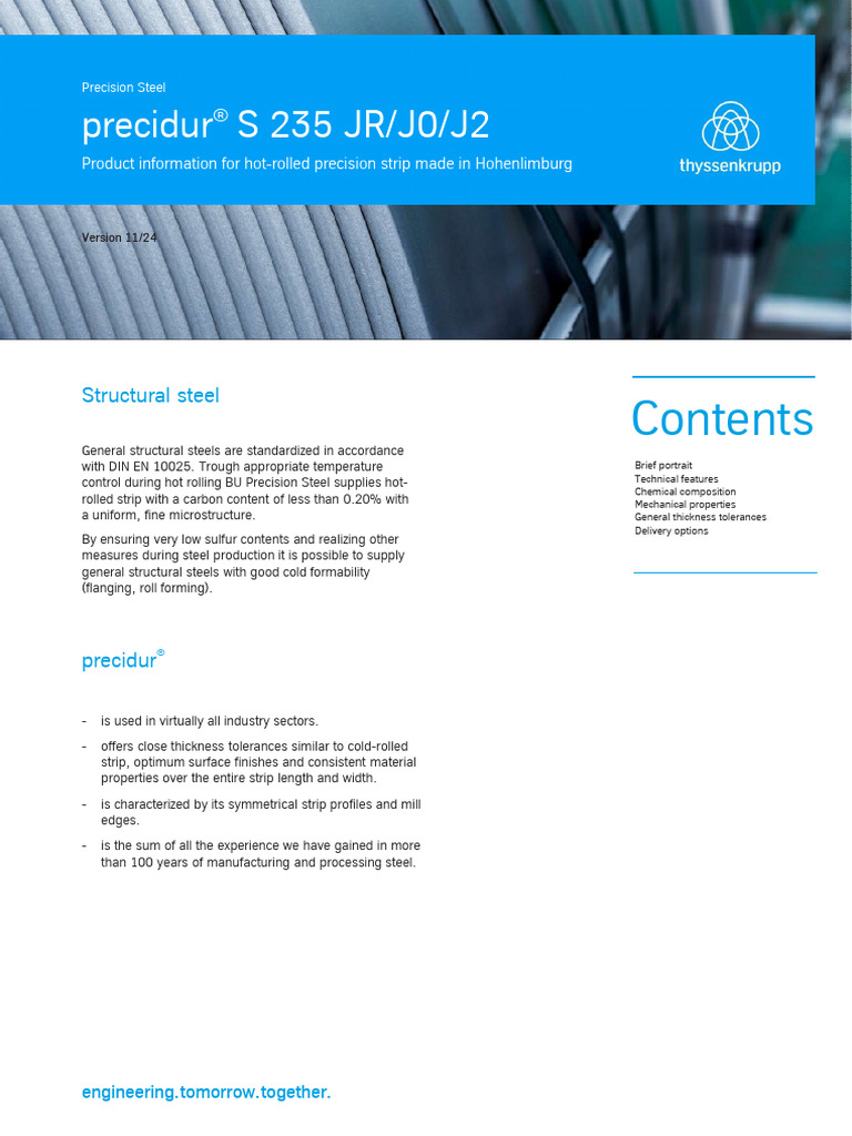 S235JR Thyssenkrupp s235jr Product Information Precision Steel en | PDF ...