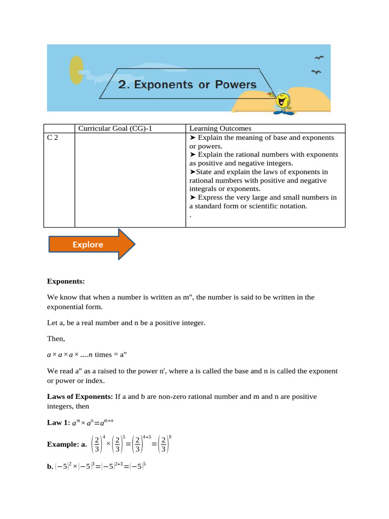 Grade 8-Chapter 2-Exponents or Powers 28-6-2023 | PDF | Exponentiation ...