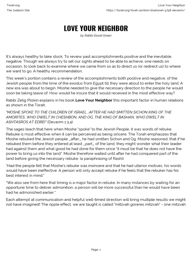 love-your-neighbor | PDF | Jews And Judaism | Torah