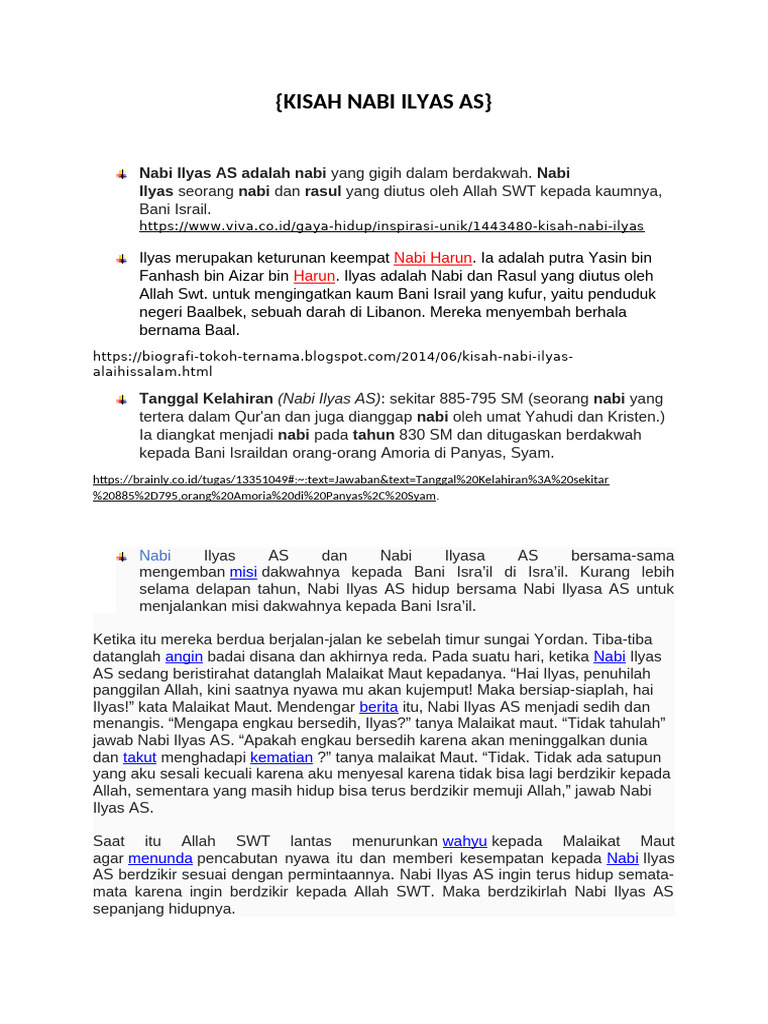 Sejarah Nabi Ilyas AS dan Dakwahnya | PDF