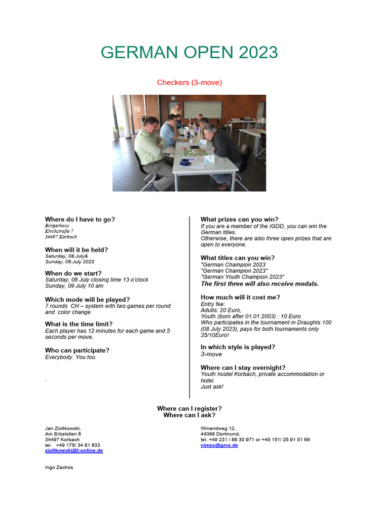 German Open Checkers Tournament 2023 | PDF