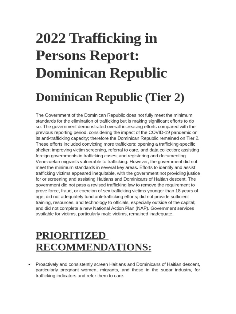 2022 Trafficking in Persons Report | PDF | Human Trafficking | Sex ...