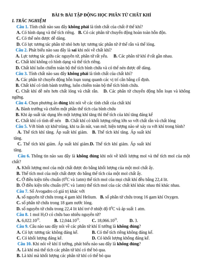 BÀI 8 MÔ HÌNH ĐỘNG HỌC PHÂN TỬ | PDF