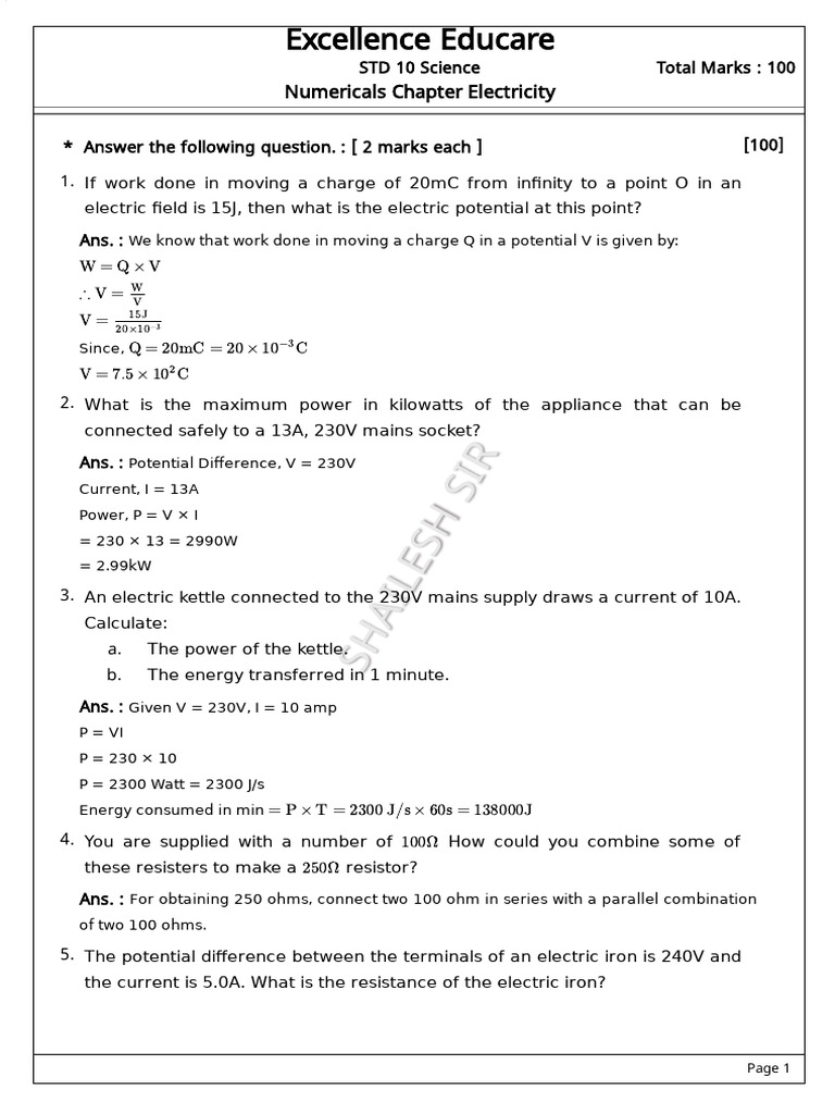 Elec Class 10 | PDF | Series And Parallel Circuits | Electrical Resistance And Conductance