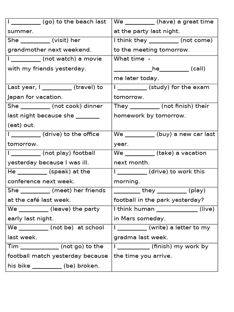 English Verb Tense Practice Exercises | PDF