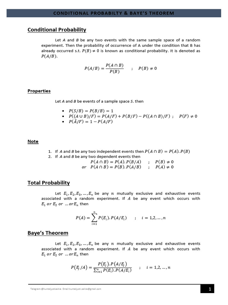 2. Conditional & Bayes | PDF | Probability | Multiple Choice