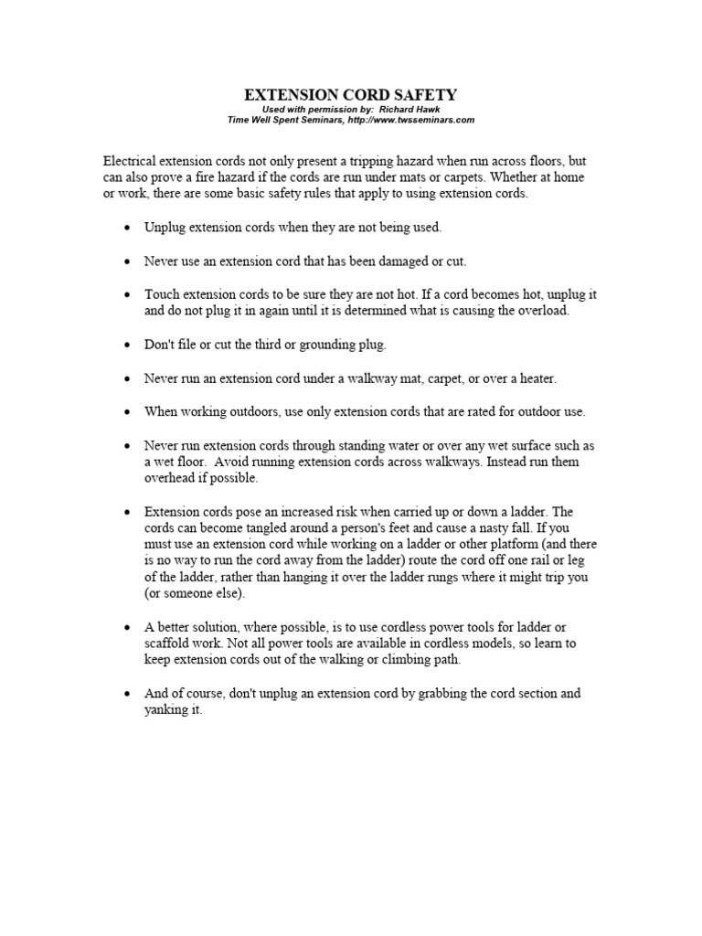 Extension Cord Safety | PDF