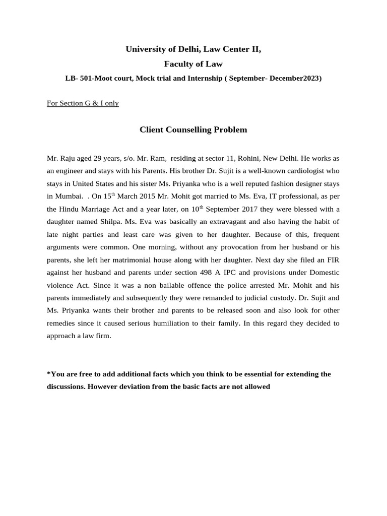 Counseling Problem | PDF