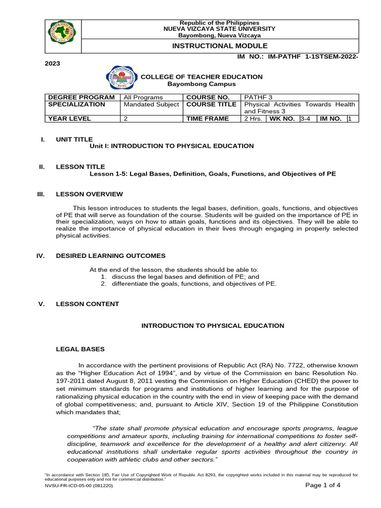 Pathf-3 Sports Module 1-1 | PDF | Physical Education | Disciplines