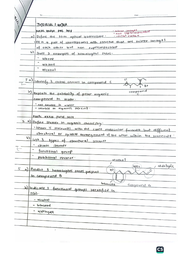 CHM258 TUTORIAL EXTRA ANSWER | PDF