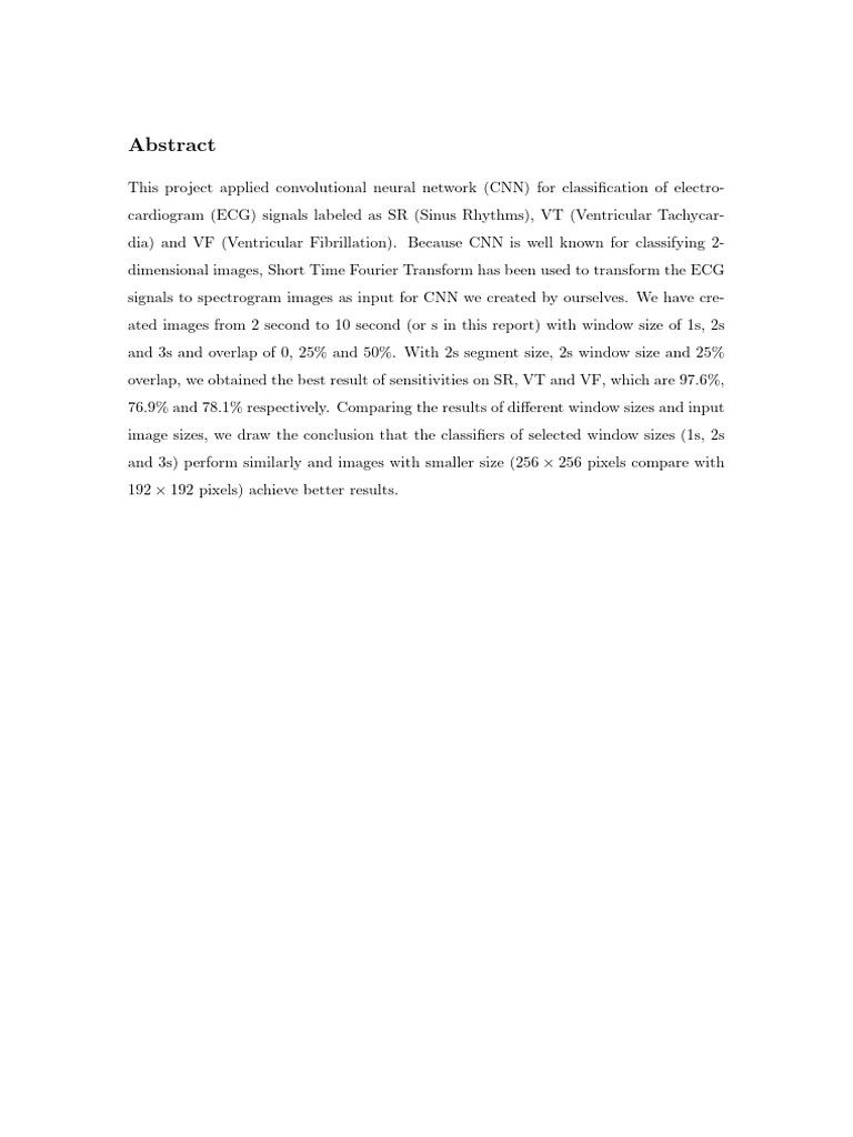 Ventricular Arrhythmia Classification Using Convolutional Neural Networks | PDF | Heart ...