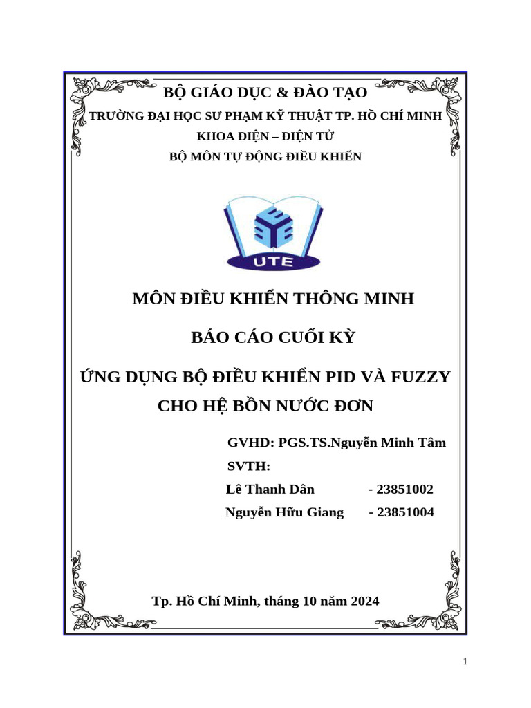 Baocao Fuzzy-Pid bonnuocdon-DKTM | PDF