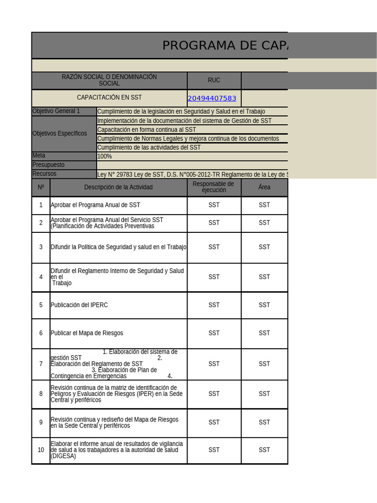 Plan Anual de Capacitaciones y Objetivos, Indicadores y Metas | PDF | Creación de capacidad ...