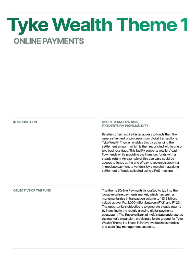 Tyke Wealth Theme 1 - Investment Note | PDF | Investing | Point Of Sale