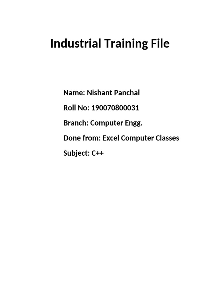 Industrial Training File | PDF | Class (Computer Programming ...