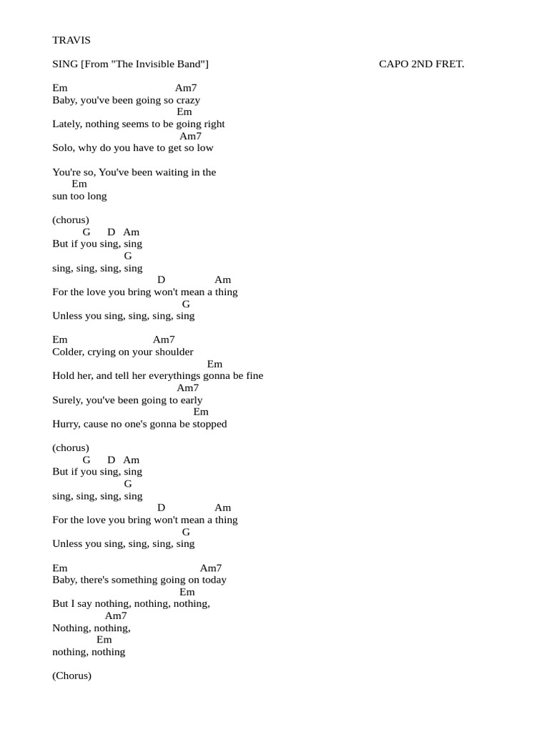 Travis Sing Chords Neu | PDF