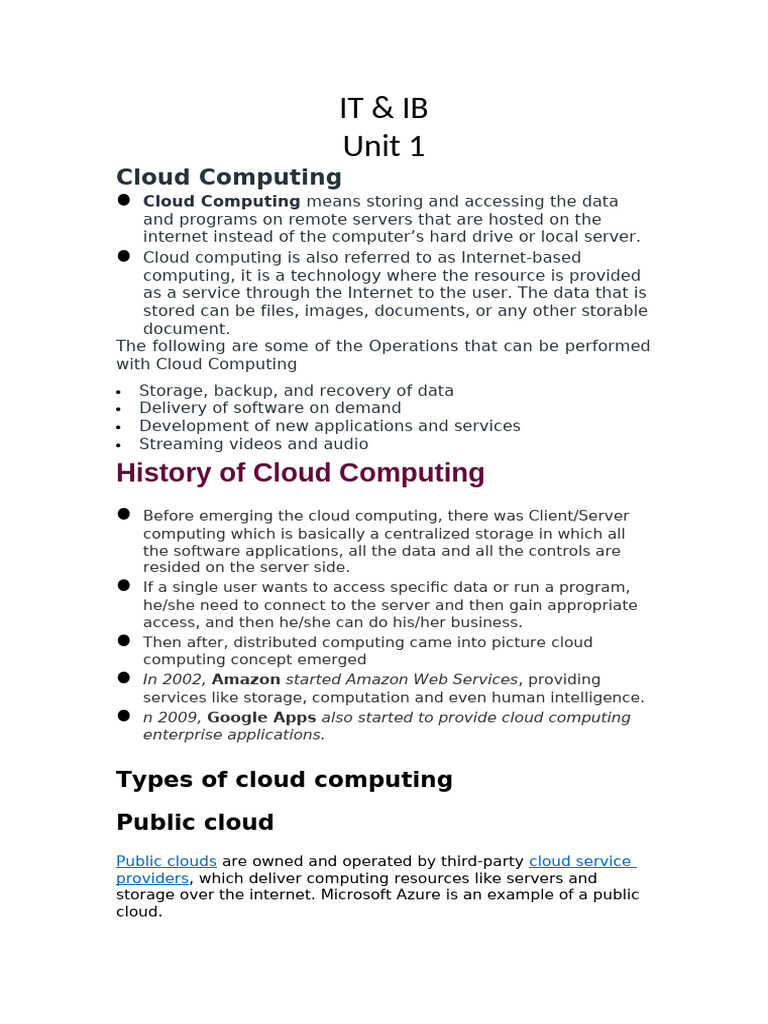 IB & IT Notes | PDF | Routing | Cloud Computing