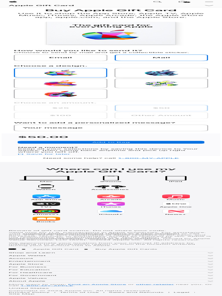 Buy $50 Apple Gift Cards - Apple | PDF