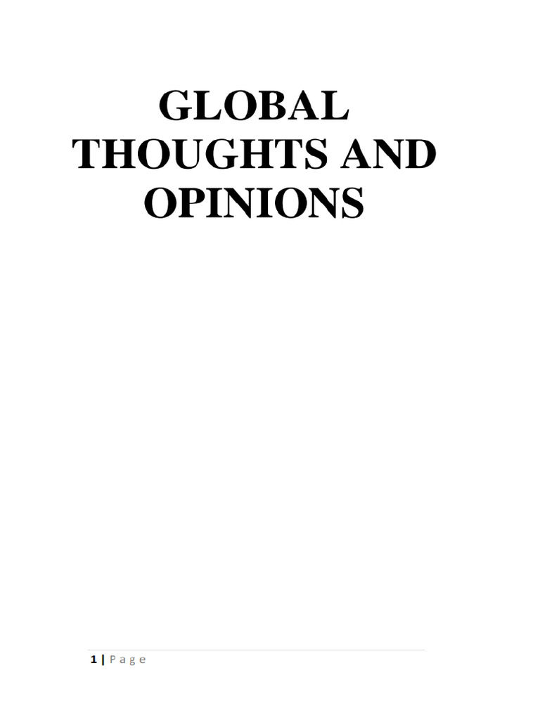 GLOBAL THOUGHTS AND OPINIONS-vijay | PDF