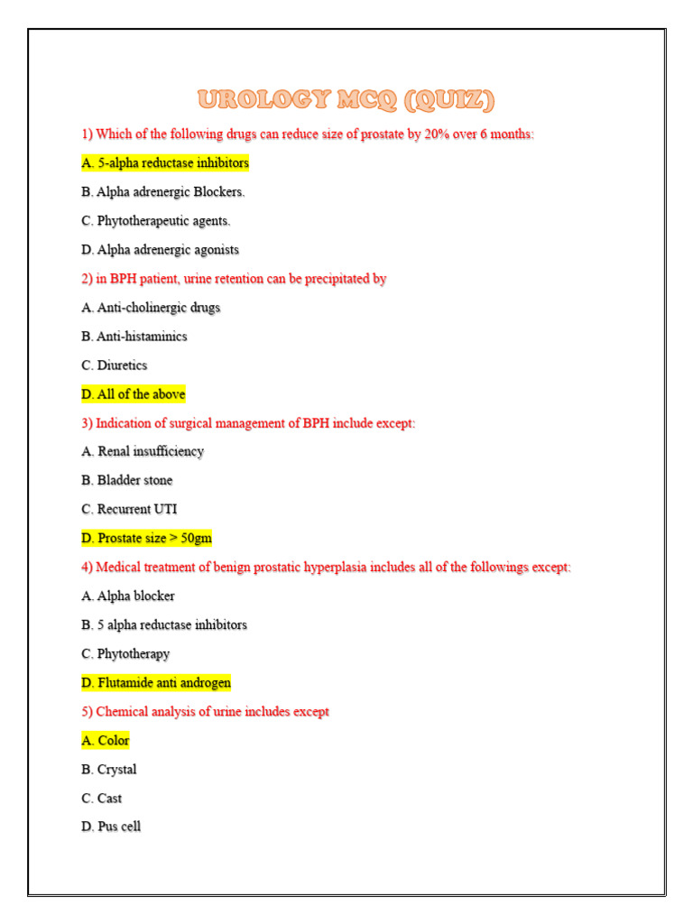 Urology Quiz | PDF