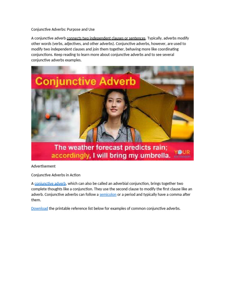Conjunctive Adverbs Compilation Gram II | PDF | Comma | Adverb