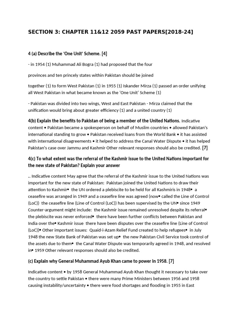 chap 11 and 12 history- ppq [2018-2024] (1) | PDF | Pakistan