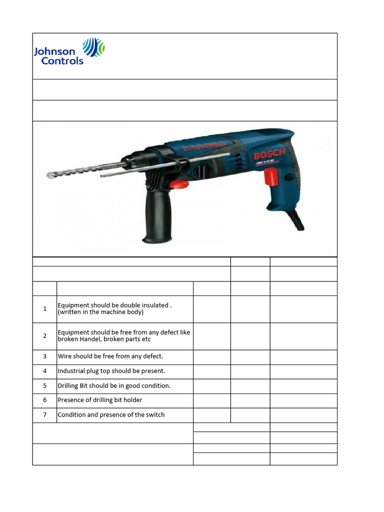 Hammering Drill Machine Checklist | PDF