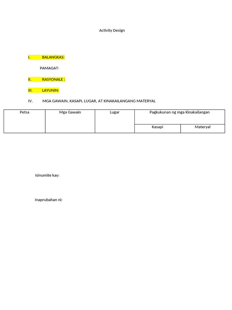 Activity Design | PDF