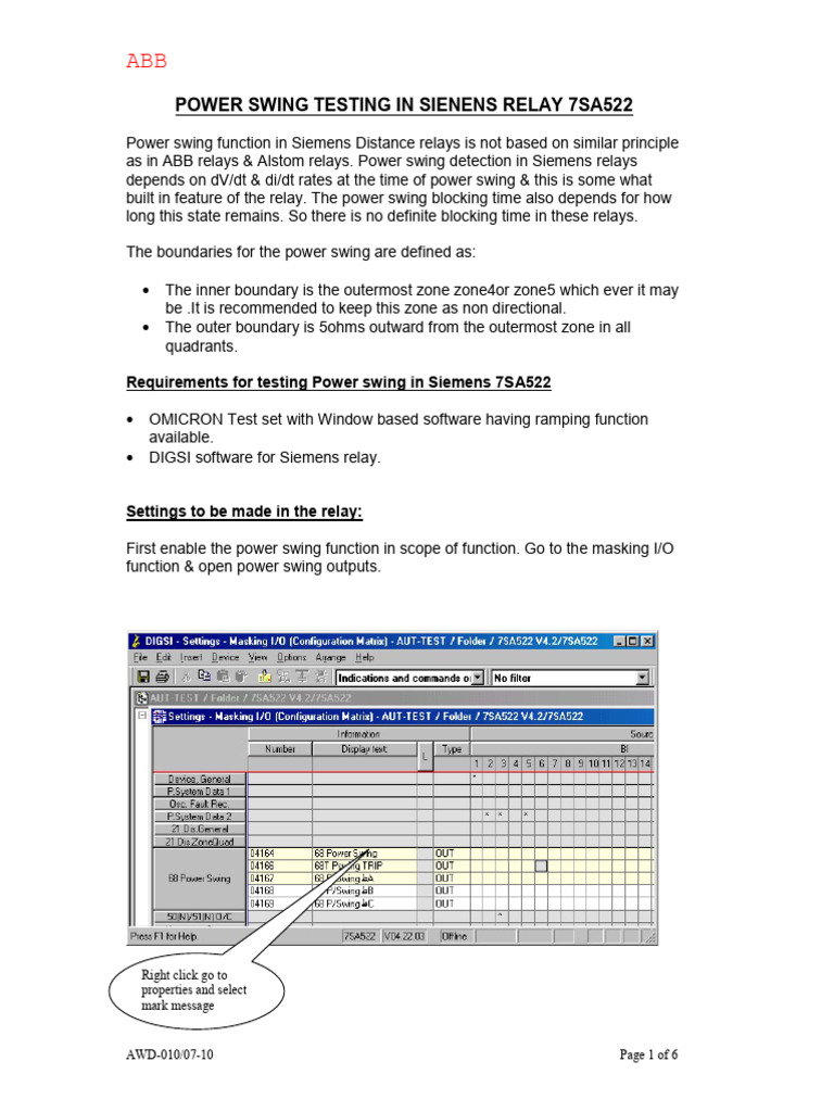 Power Swing Testing 7SA522 | PDF | Electrical Impedance | Electronic ...