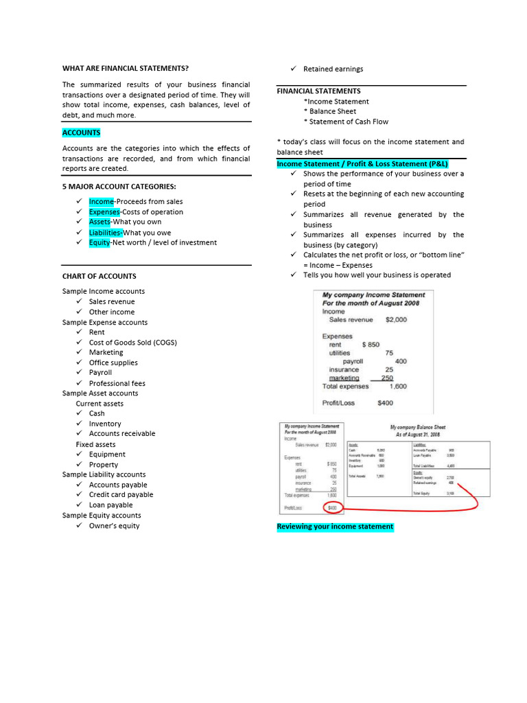 Understanding Financial Statements Basics | PDF | Income Statement | Income