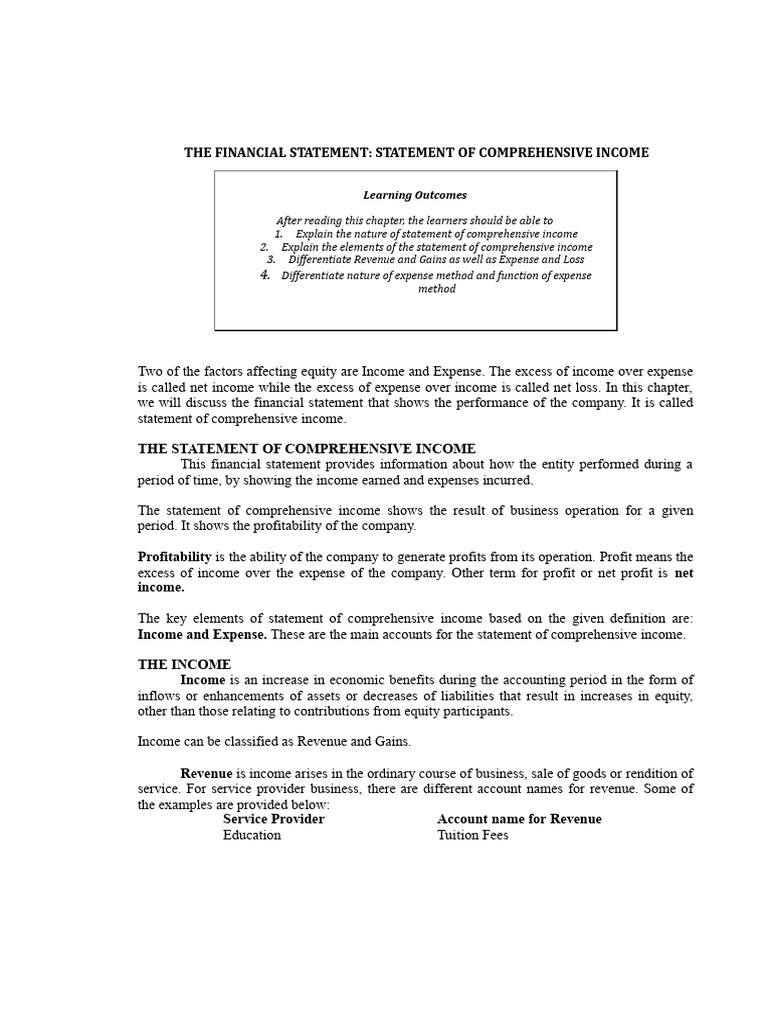 Understanding Comprehensive Income Statement | PDF | Income | Income ...