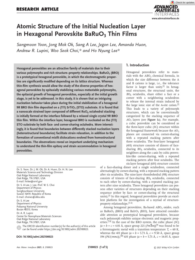 Atomic Structure of The Initial Nucleation Layer in Hexagonal ...
