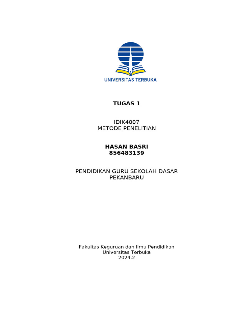 TUGAS 1 Metode Penelitian | PDF