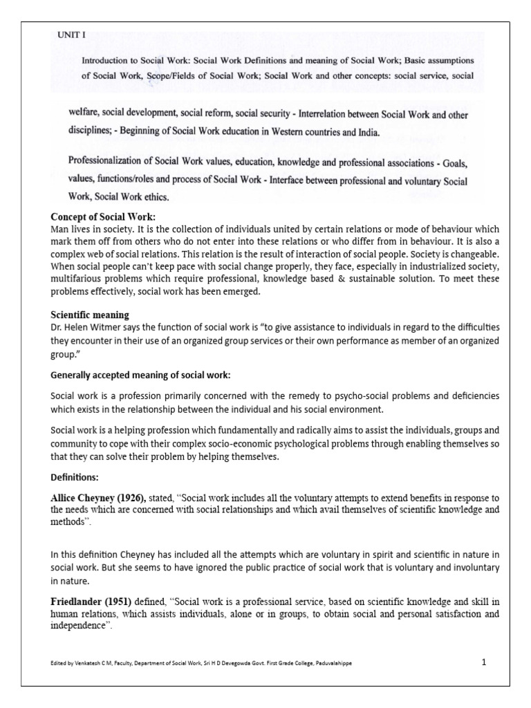 Unit 1 SHI - I sem MSW | PDF | Social Work | Psychology