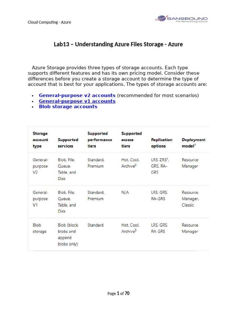 Lab13 - Understanding Azure Files Storage - Azure | PDF | Microsoft Azure | Cloud Computing
