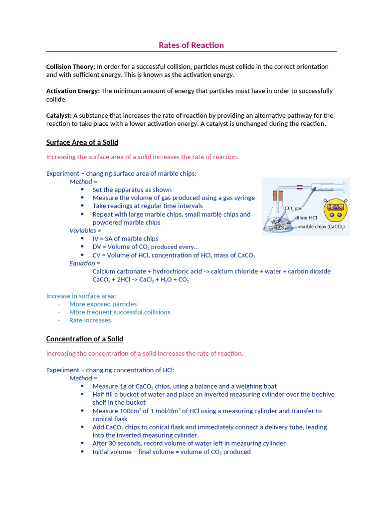Rates of Reaction Notes | PDF | Catalysis | Reaction Rate