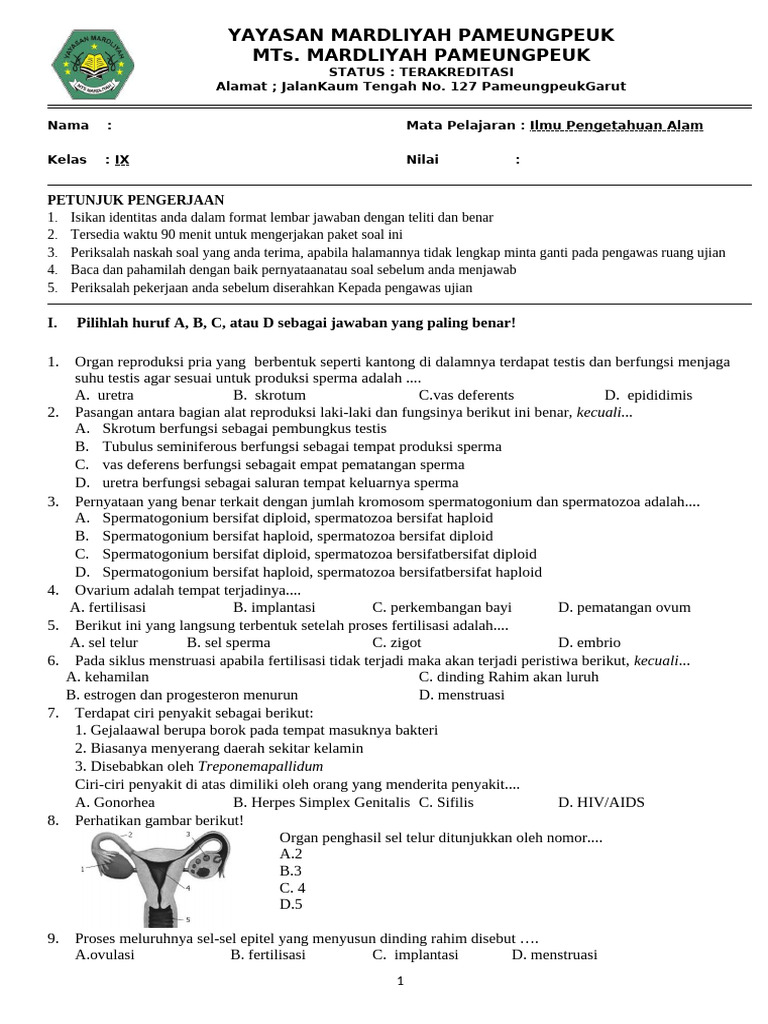 SOAL PAS IPA KLS 9 K13 TP. 22-23 - PAS | PDF